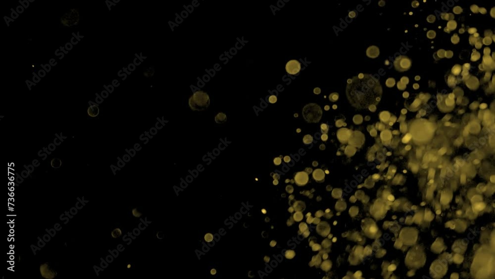 golden waves motion abstract of particles gold dust with stars on black ...
