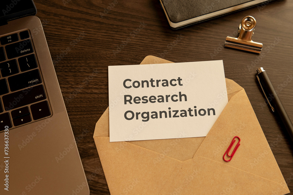 There is word card with the word Contract Research Organization. It is ...