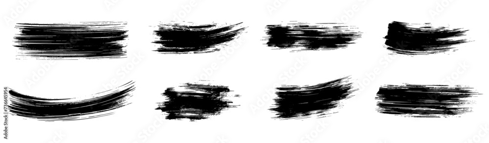 brush stroke lines set sloppy imperfect grunge hand drawn elements ...