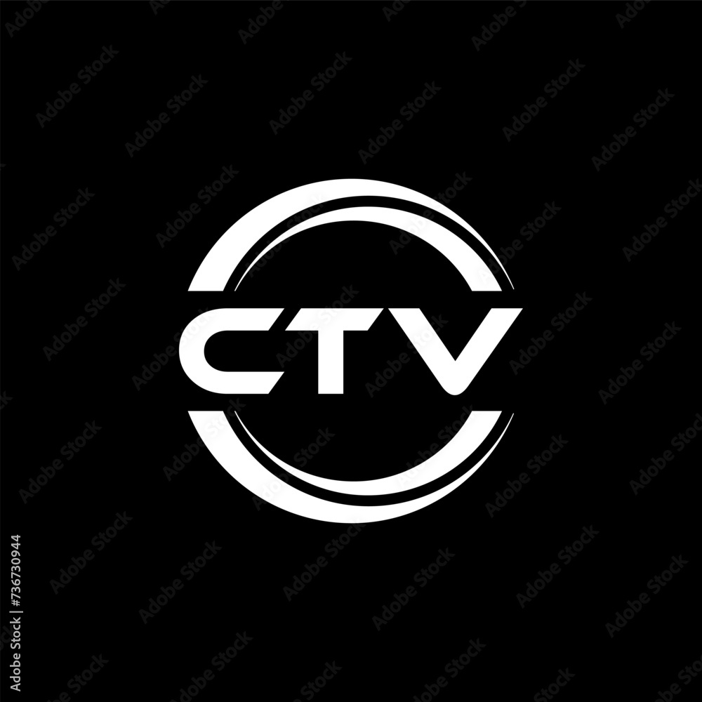 CTV letter logo design with black background in illustrator, vector ...