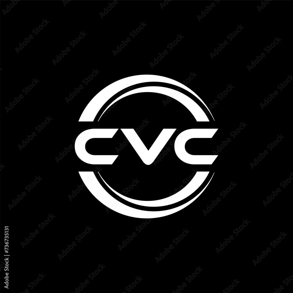 Vecteur Stock CVC letter logo design with black background in ...