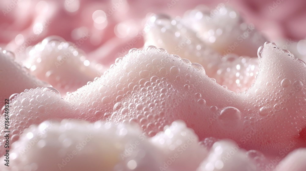 Soft pink bubble foam texture for skincare and cleansing beauty ...