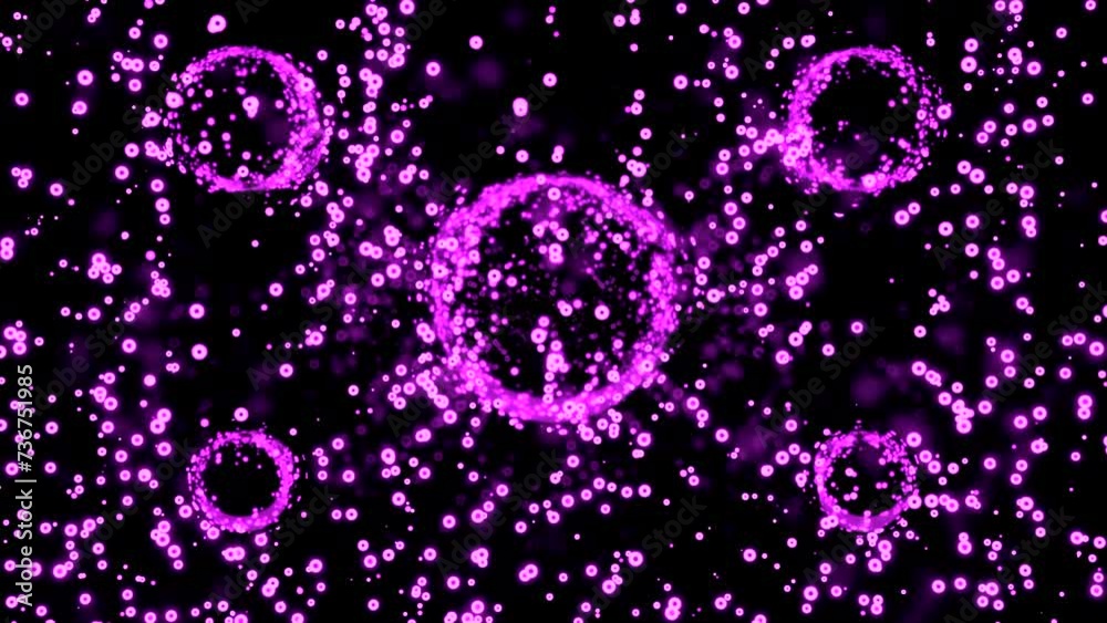 Animation with moving stream of bubbles and large circles. Design ...