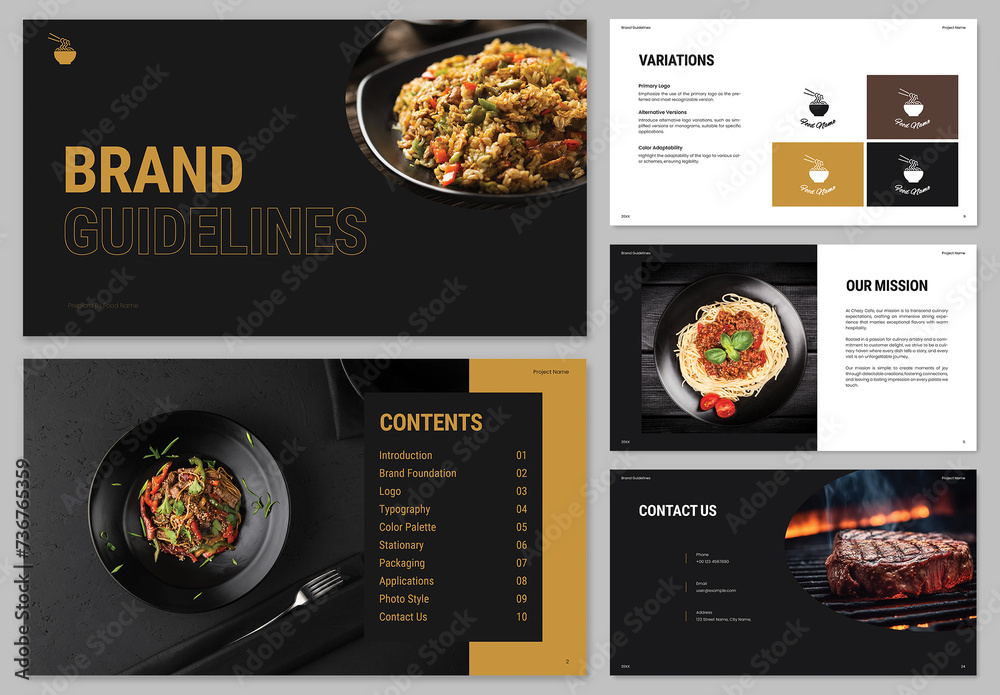 Restaurant Brand Guideline Template Landscape Stock Template | Adobe Stock