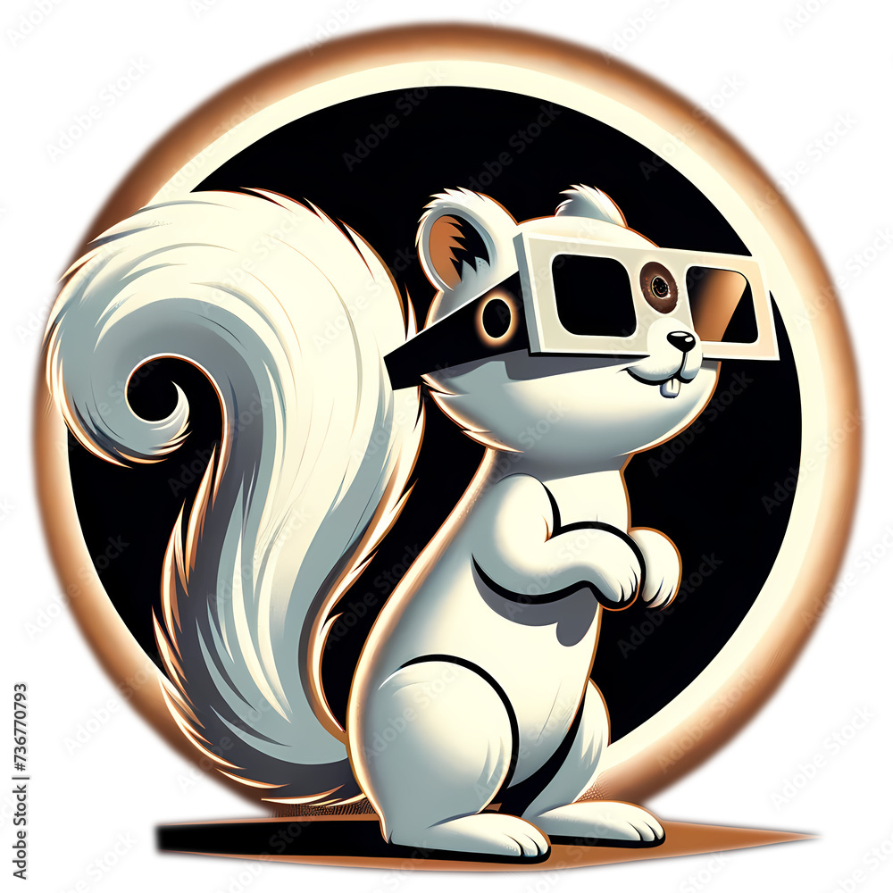 Squirrel with Sunglasses, total solar eclipse clipart. A charming ...