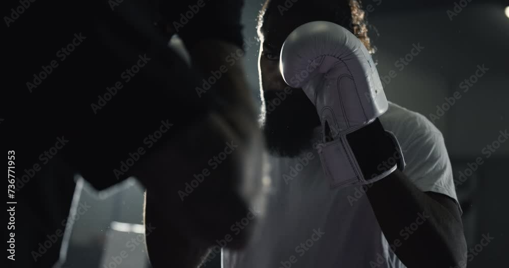 Two fighters confronting each other inside boxing ring in intense face ...