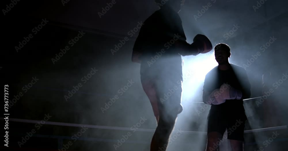 Vidéo Stock Two fighters inside boxing ring facing each other with ...