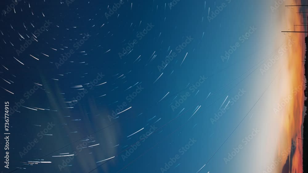 Vertical Shot, Vertical vertical Sunset Sky Transition To Dark Night ...