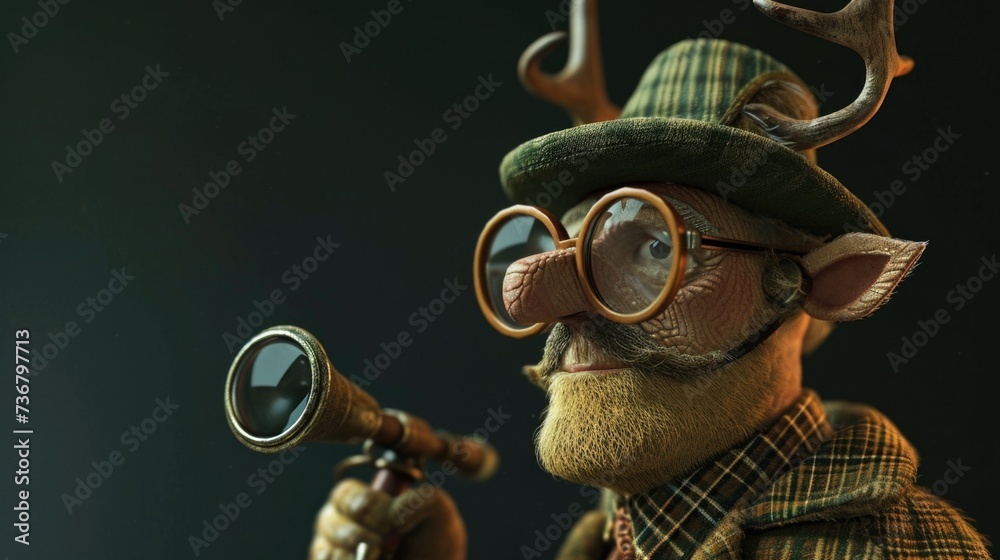 Cartoon digital avatar of Riddle Resolver Wearing a deerstalker hat and ...