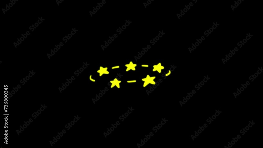 Rotating star illustration, headache symbol, circular star animation ...