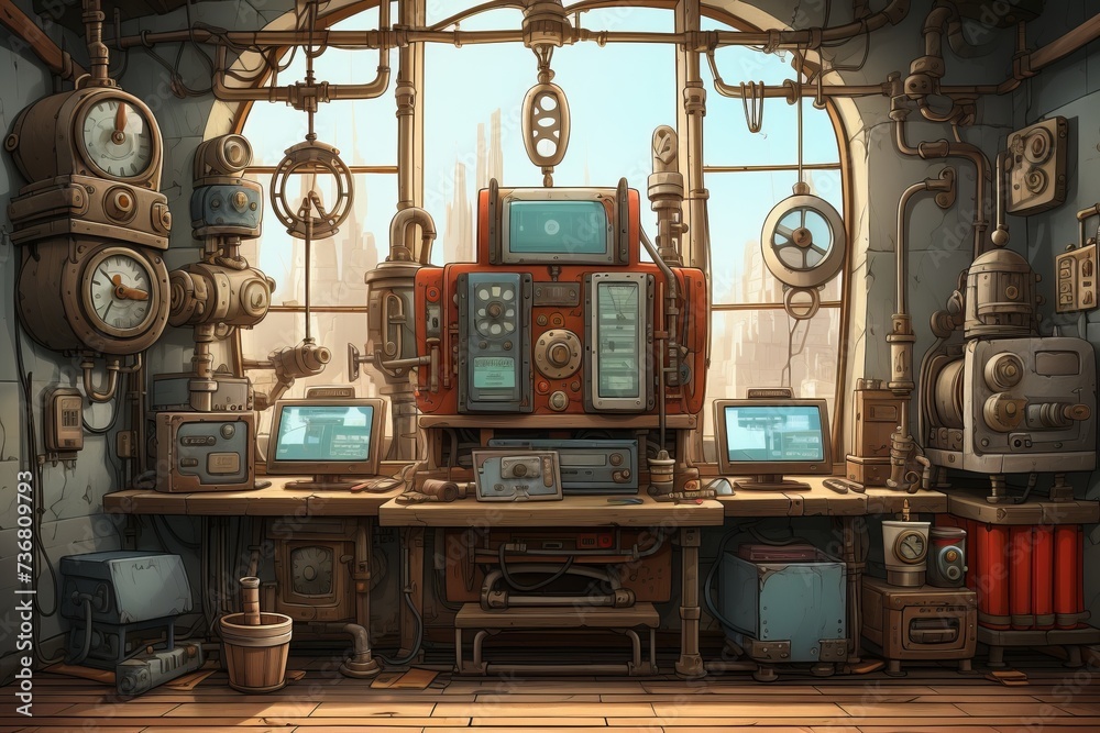 Step into a bygone era of technology with an old tech cartoon ...