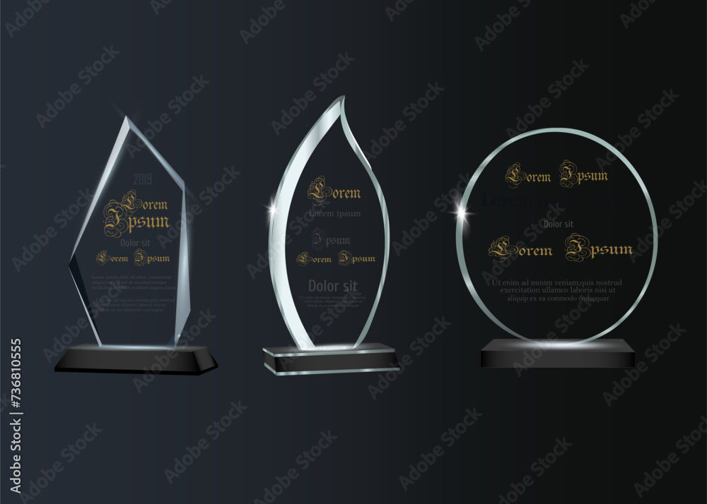 Empty glass trophy on a transparent background. Glossy trophy for award ...