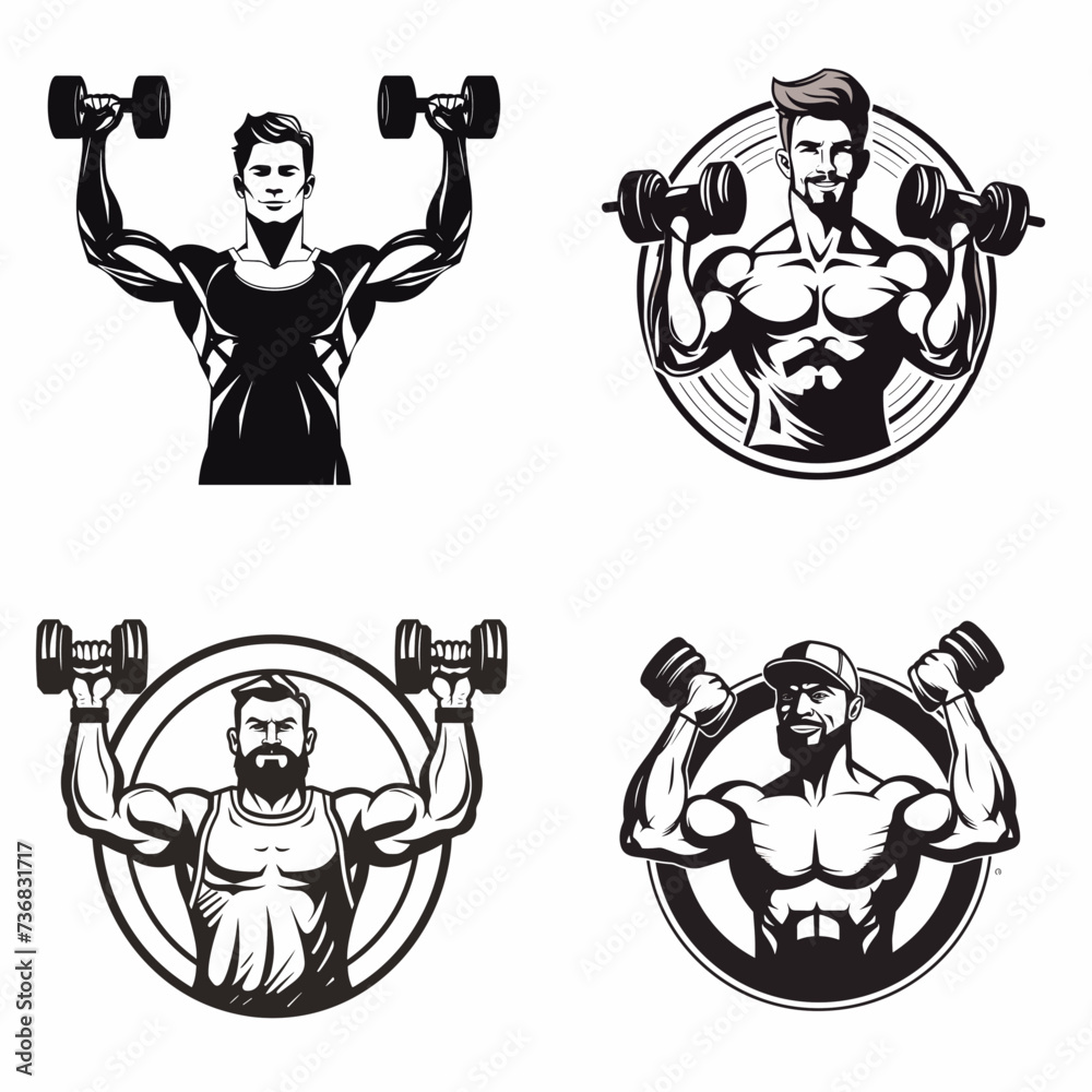 Fitness Trainer with Dumbbell (Fitness Trainer) simple minimalist ...