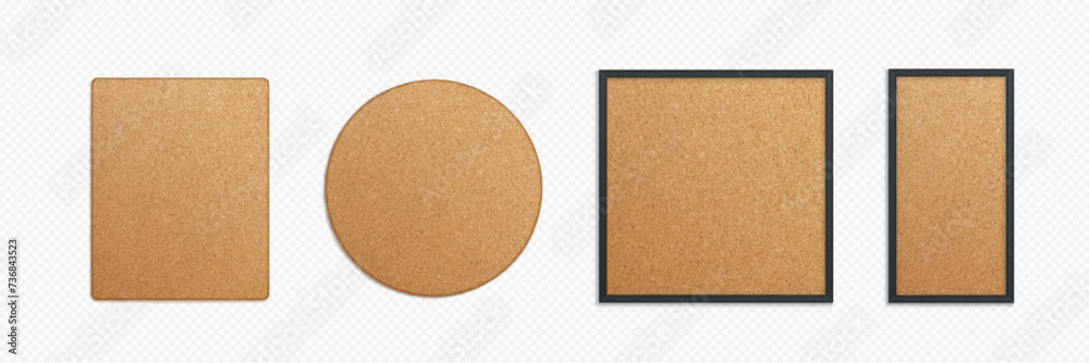 Set of memo pin boards with cork texture isolated on transparent ...