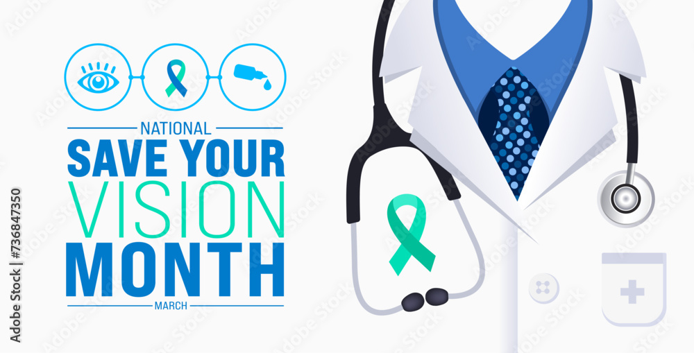March is Save Your Vision Month background template. Holiday concept ...