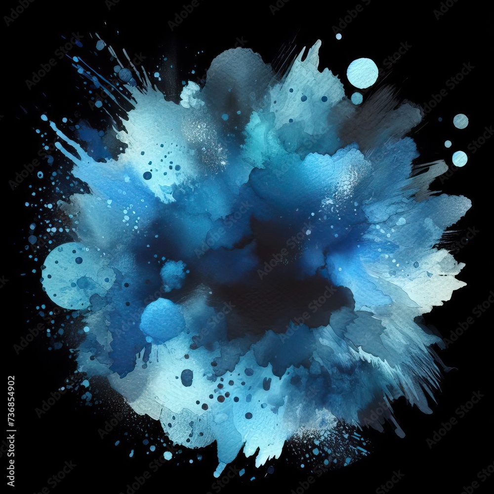 Foto de Watercolor drop stain isolated. Blue, Dust. Explosion. Isolated ...