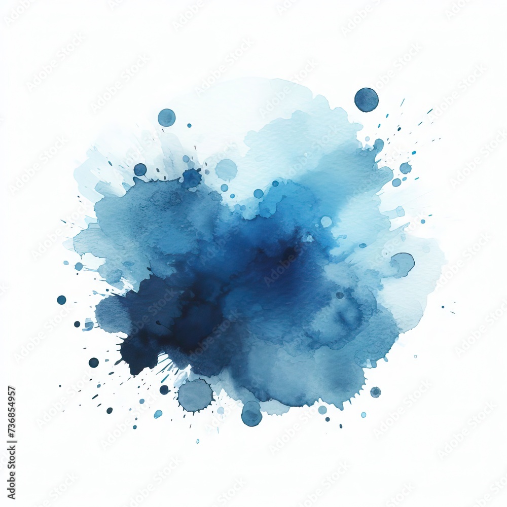 Foto de Watercolor drop stain isolated. Blue, Dust. Explosion. Isolated ...