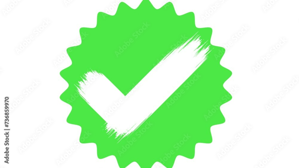 Green Check mark symbol animation on white background, Correct Symbol ...