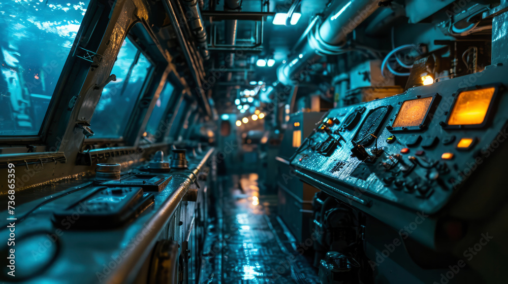 submarine control panel, Military submarine diving underwater, Military ...