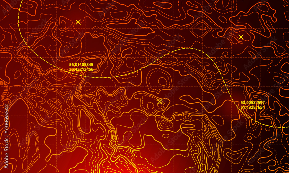 Ocean bottom topographic line map curvy wave isolines vector ...