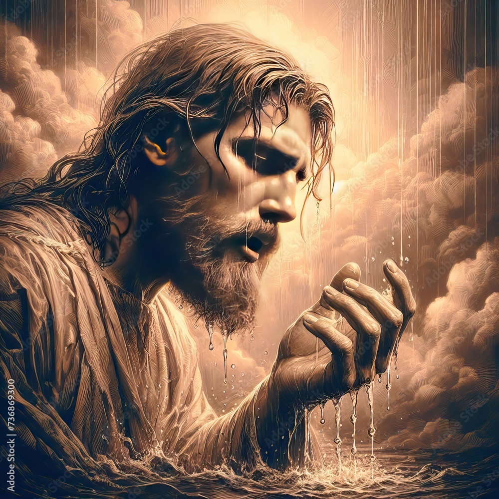 Portrait of. Jesus Christ | in a. crown | of thorns, symbolizes the ...
