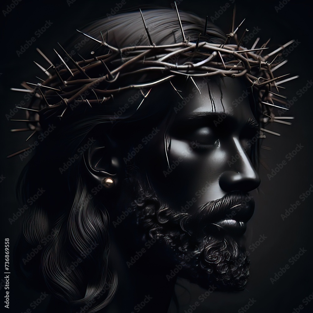 Portrait of. Jesus Christ | in a. crown | of thorns, symbolizes the ...
