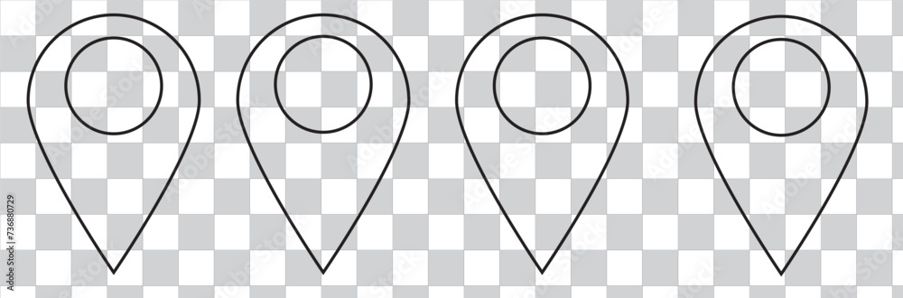 location pin icon on transparent. map marker sign. flat style. map ...