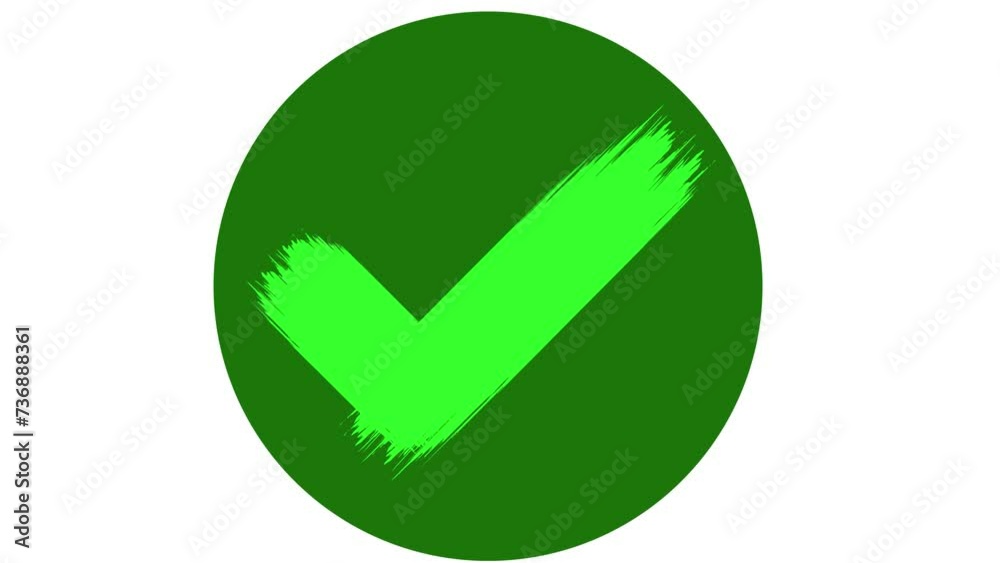 Green Check mark symbol animation on white background, Correct Symbol ...