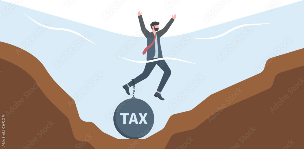 tax burden Business concept ,Businessman drowning chained with a weight ... tax burden Business concept ,Businessman drowning chained with a weight ...