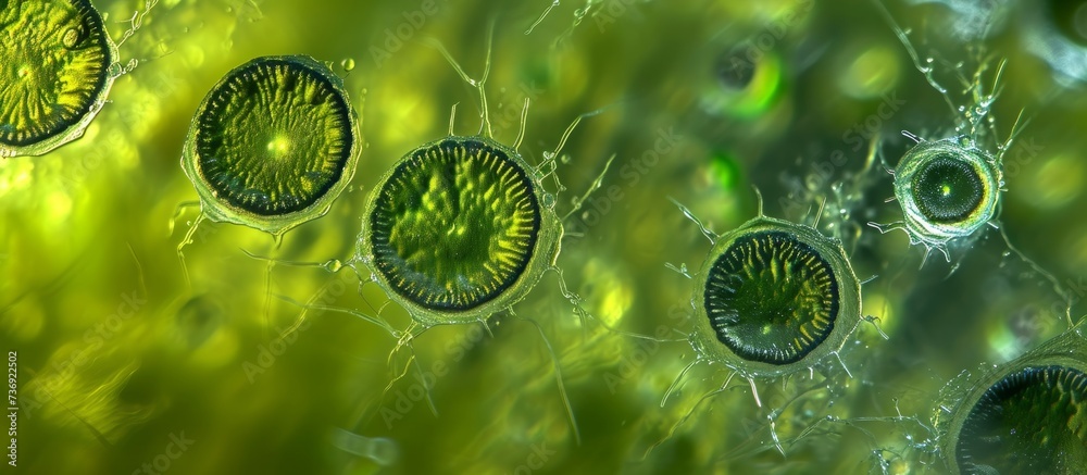 Macro photography revealing intricate patterns of a green algae under a ...