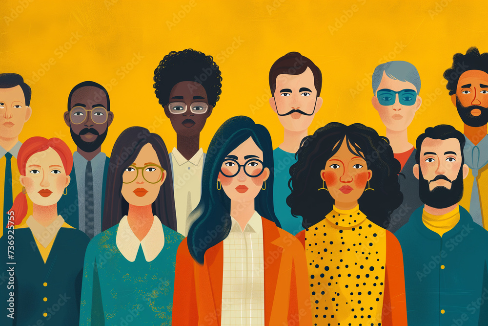 Multi cultural and multi ethnical people standing together isolated in ...