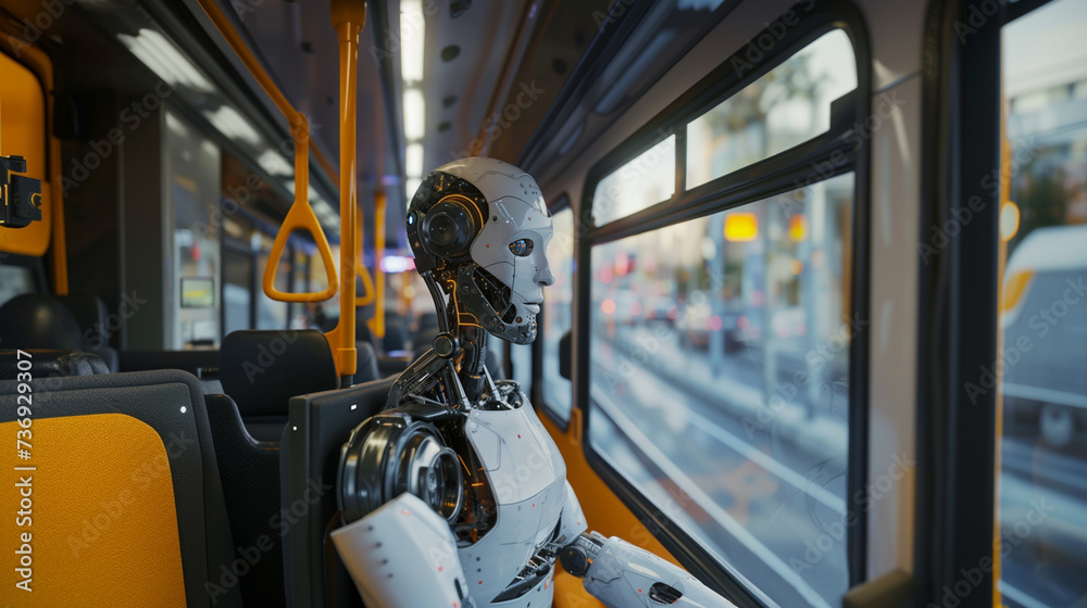 a humanoid android robot with artificial intelligence, autonomous life ...