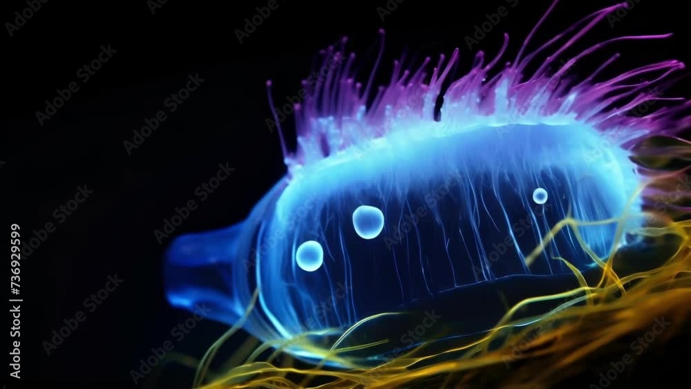 Vidéo Stock A magnified view of a bioluminescent plankton, with its ...