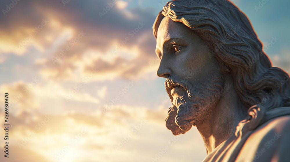 statue, stone, Jesus Christ is hopeless and unmotivated, long robe ...