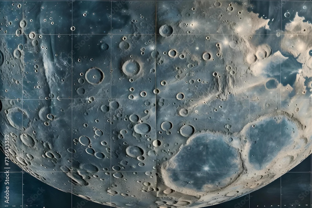 Panoramic stock photo of an ultra-detailed map of the moon's surface ...