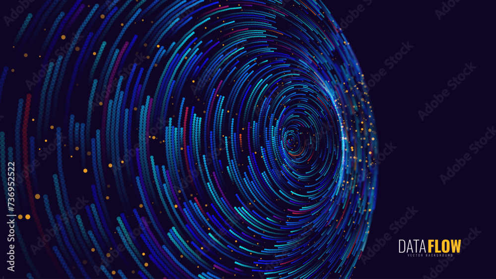 Big Data Visualization. Circular Particles With Trails Vortex ...