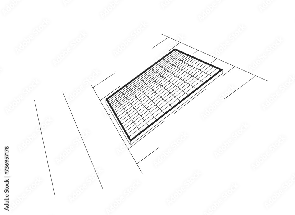 Rooftop solar energy system black and white 2D line cartoon object ...