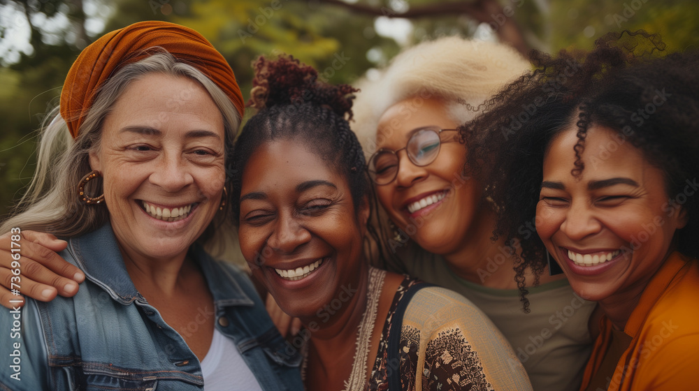 Smiling Women with Diverse Backgrounds Posed in a Unity Celebration ... Smiling Women with Diverse Backgrounds Posed in a Unity Celebration ...