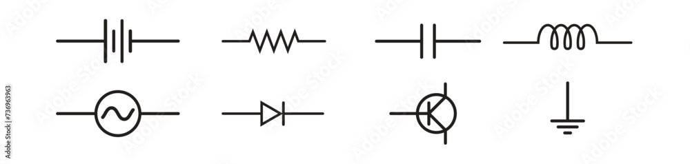 electronic components, vector symbol on transparent background. Stock ...
