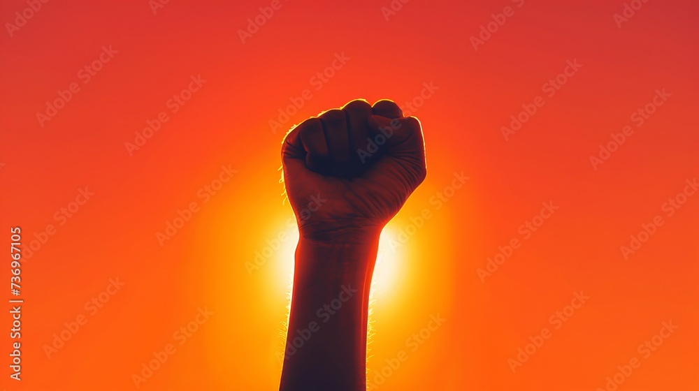 Silhouette of a Raised Fist: A single raised fist in silhouette ...