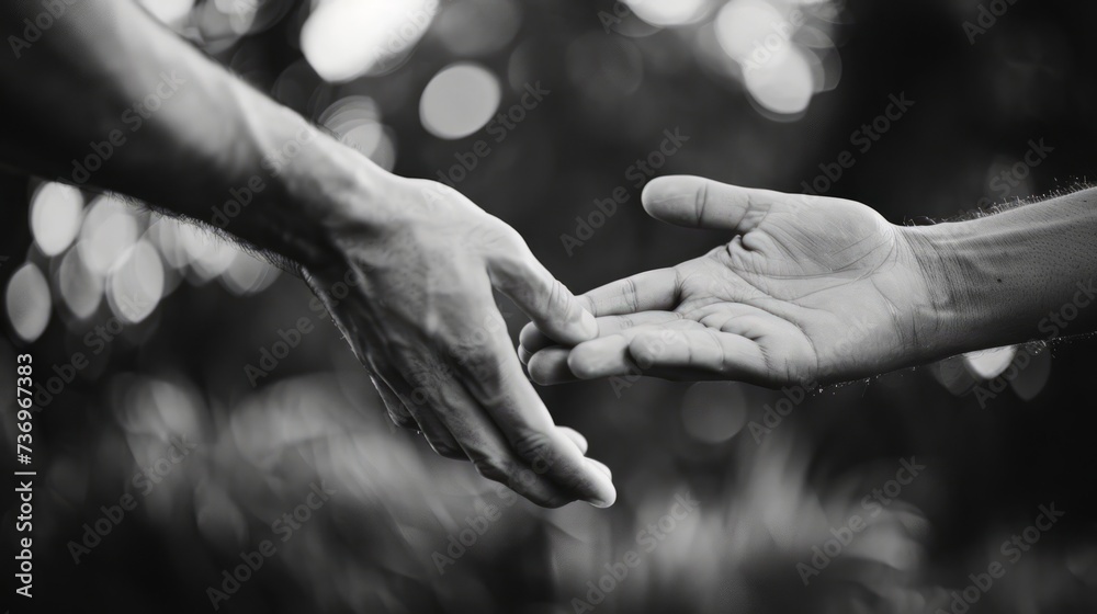 Silhouette of a Helping Hand: A single hand reaching out to support or ...