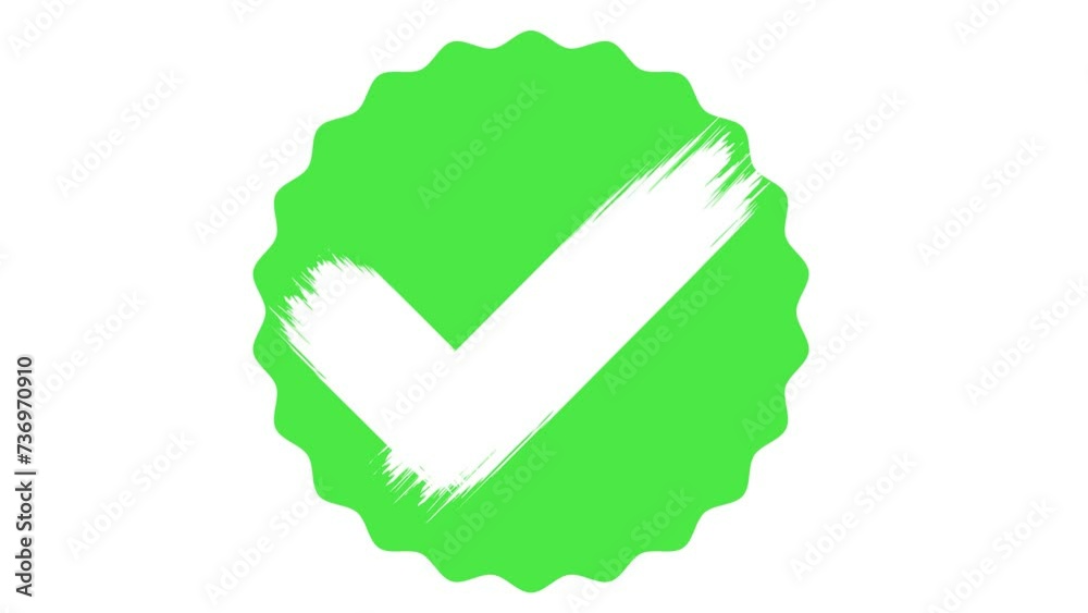 Green Check mark symbol animation on white background, Correct Symbol ...