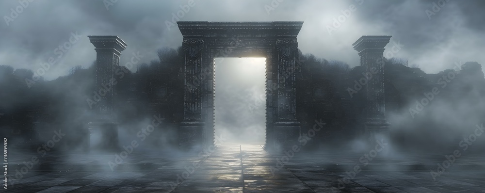 Eerie symbols mar an ancient gateway invoking a chilling sense of ...