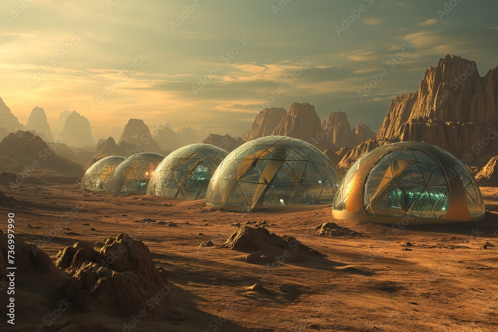 This image captures the serene dusk landscape on Mars, featuring a ...