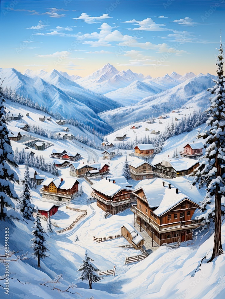 Snowy Towns and Warm Beaches: Alpine Villages in Winter Tropical Beach ...