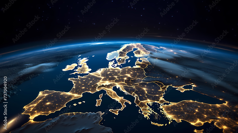 Polygonal mesh network map of the world with lines and points, points ...