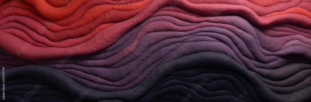 Textured waves resembling wool with a gradient from red to black ...