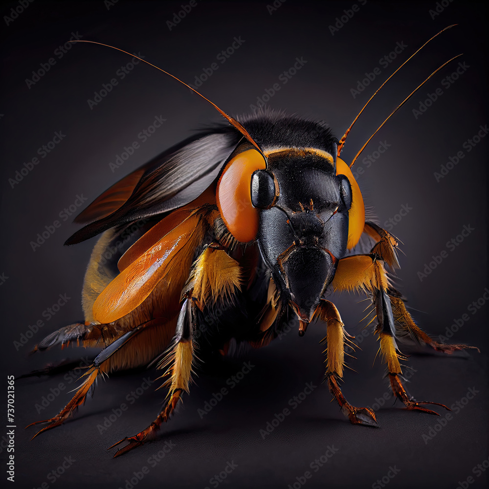 Close-Up American Cockroach Portrait with Detailed Features in Studio ...