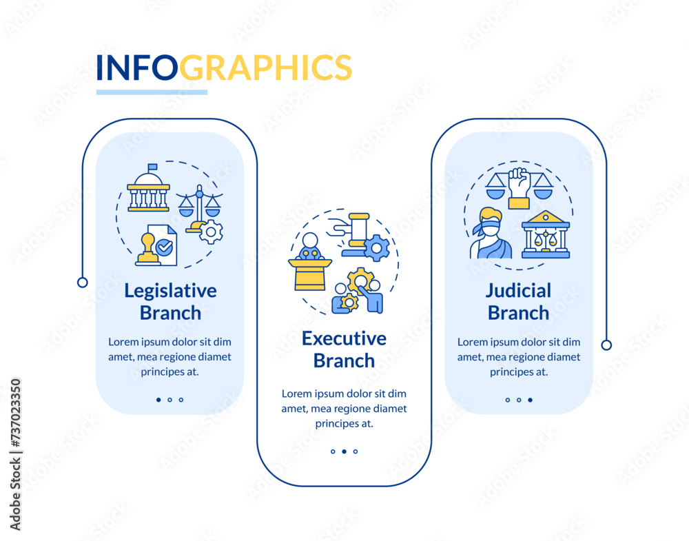 Government branch structure rectangle infographic template. Data ...