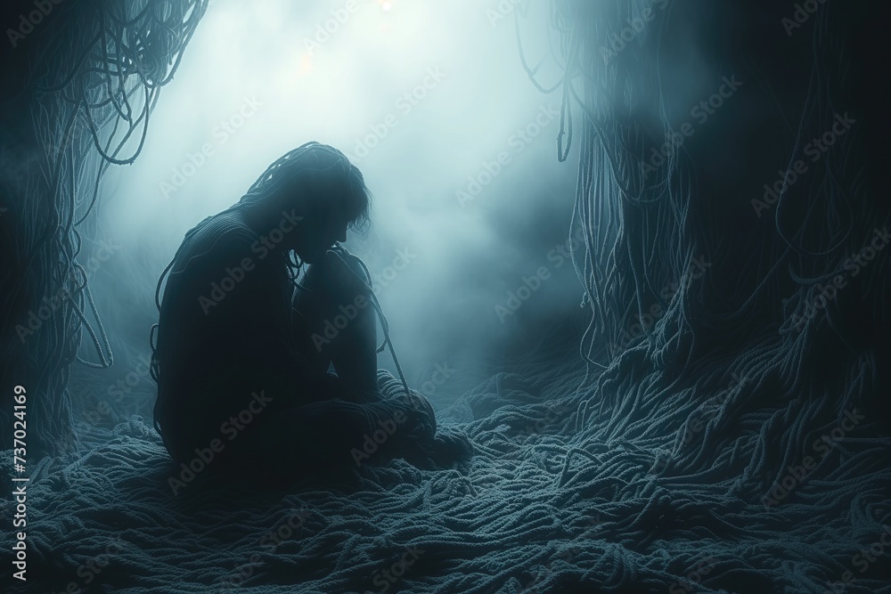 Depression. the feeling of being stuck in limbo with a photo of a ...